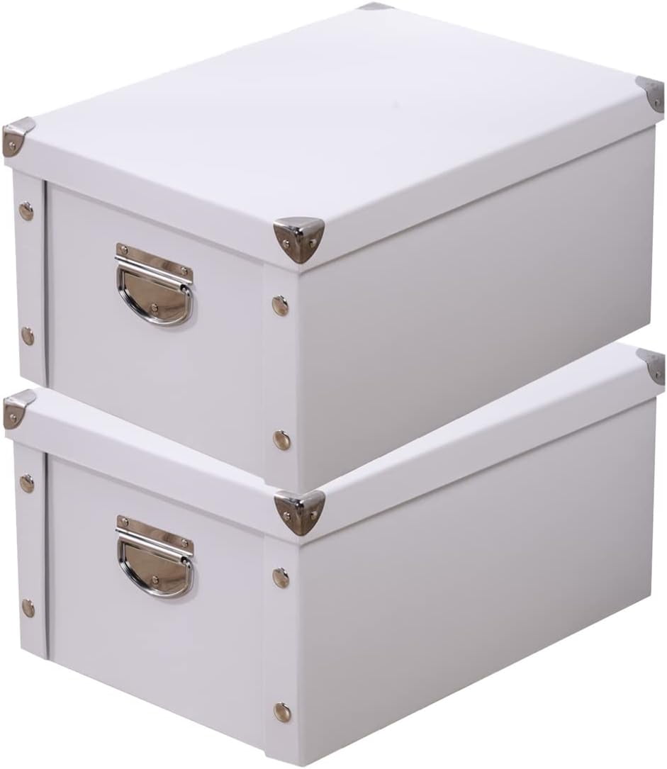 Collapsible Storage Box Decorative Memory Box With Lid And Metal Reinforced Corners Cardboard