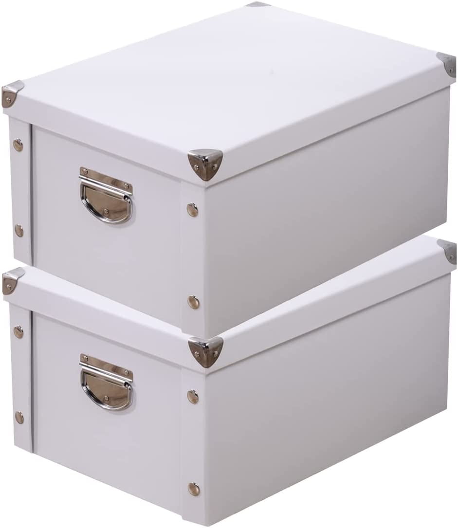 Collapsible Storage Box, Decorative Memory Box with Lid & Metal ...