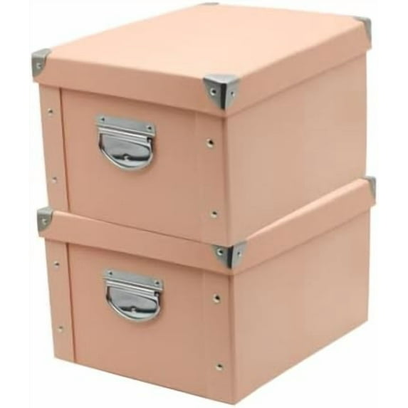 Collapsible Storage Box, Decorative Memory Box with Lid & Metal ...