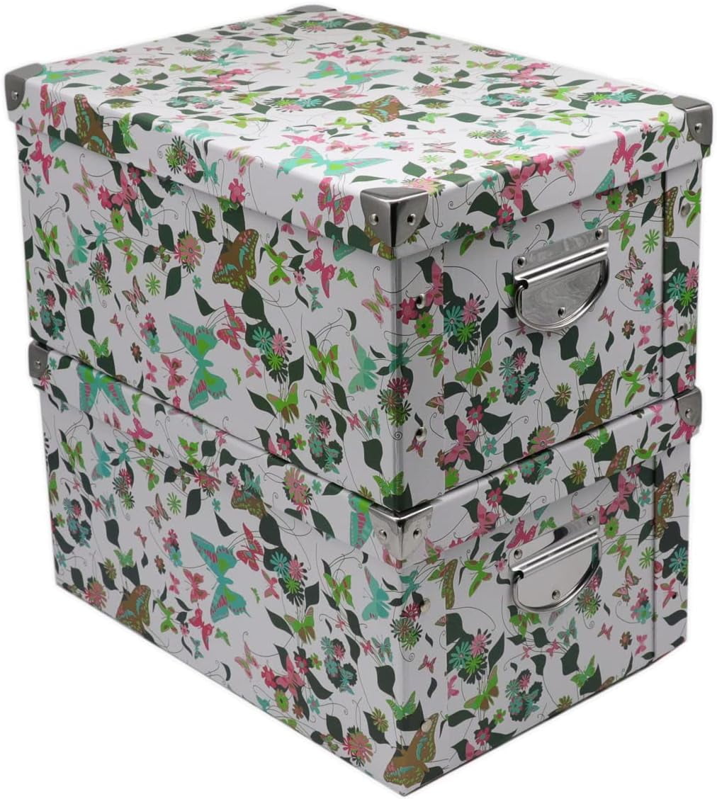 Collapsible Storage Box, Decorative Memory box with Lid & Metal ...