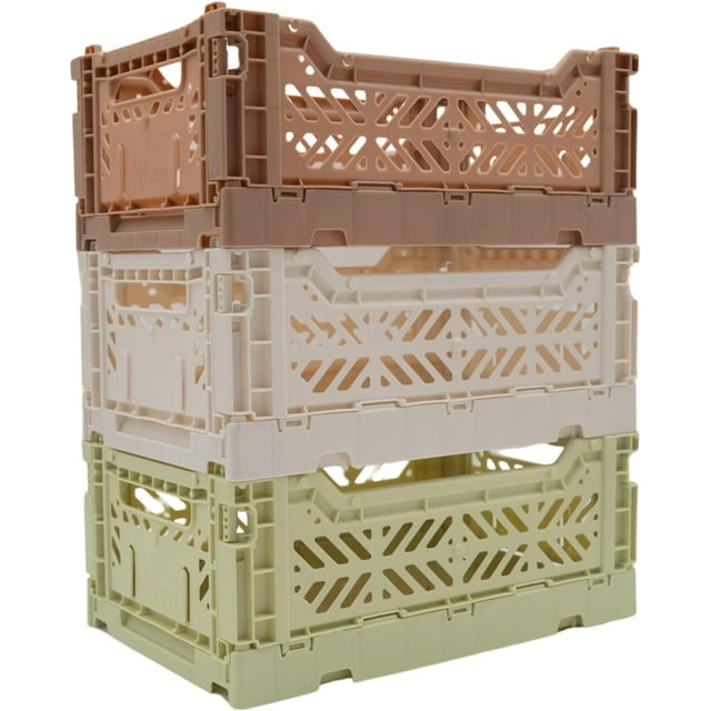 Collapsible Storage Box, Foldable Crate Organizer Bin with Handle ...