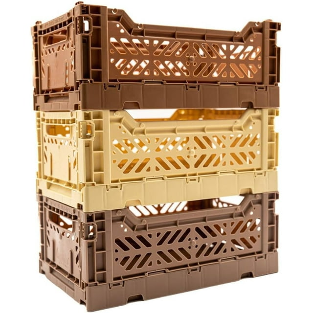 Collapsible Storage Box, Foldable Crate Organizer Bin with Handle ...