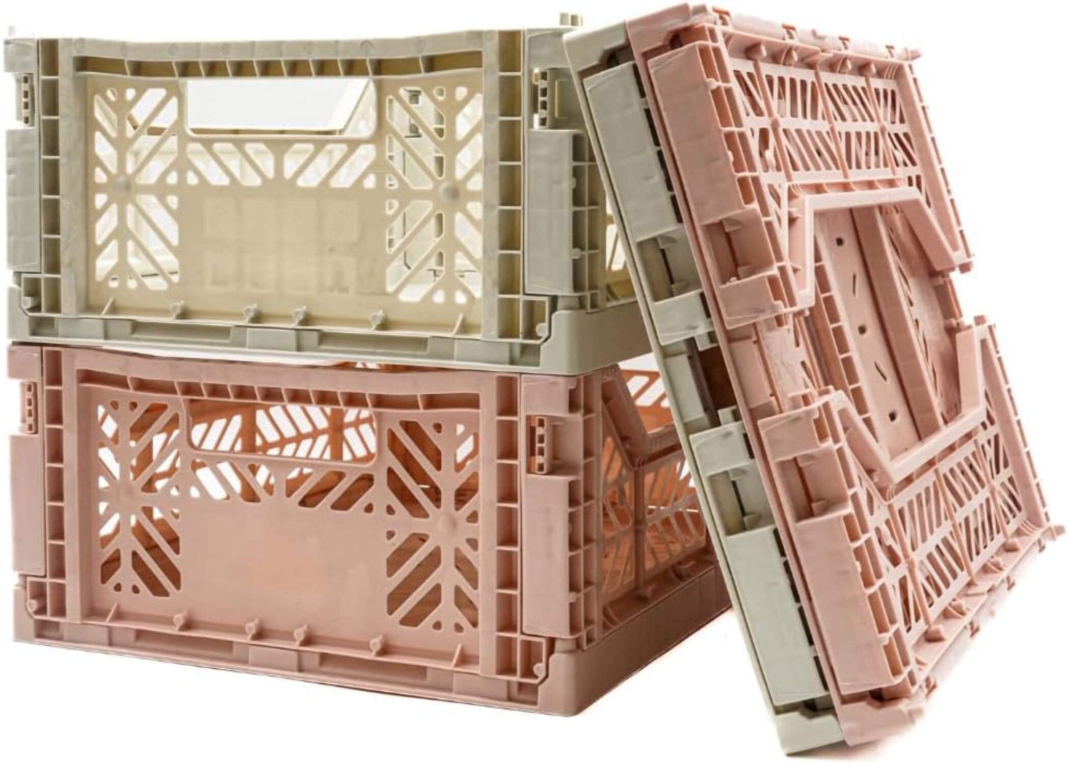 Collapsible Storage Box, Foldable Crate Organizer Bin with Handle ...