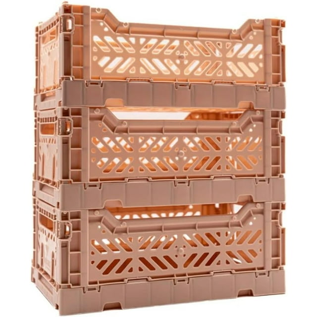 Collapsible Storage Box, Foldable Crate Organizer Bin with Handle ...