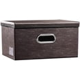 Collapsible Storage Box with Lid [1-Pack] Leather Fabric Foldable ...