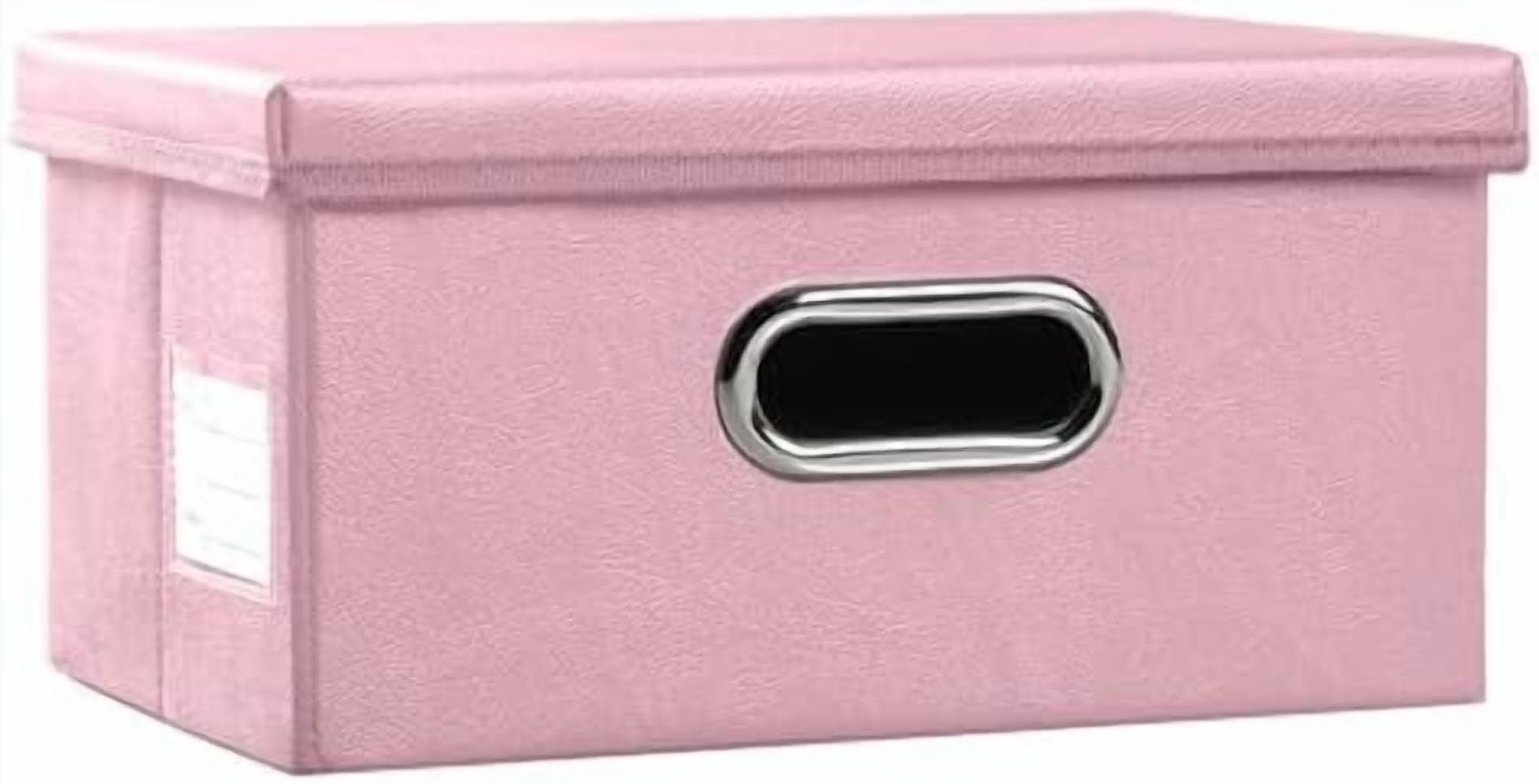 Collapsible Storage Box with Lid [1-Pack] Leather Fabric Foldable ...