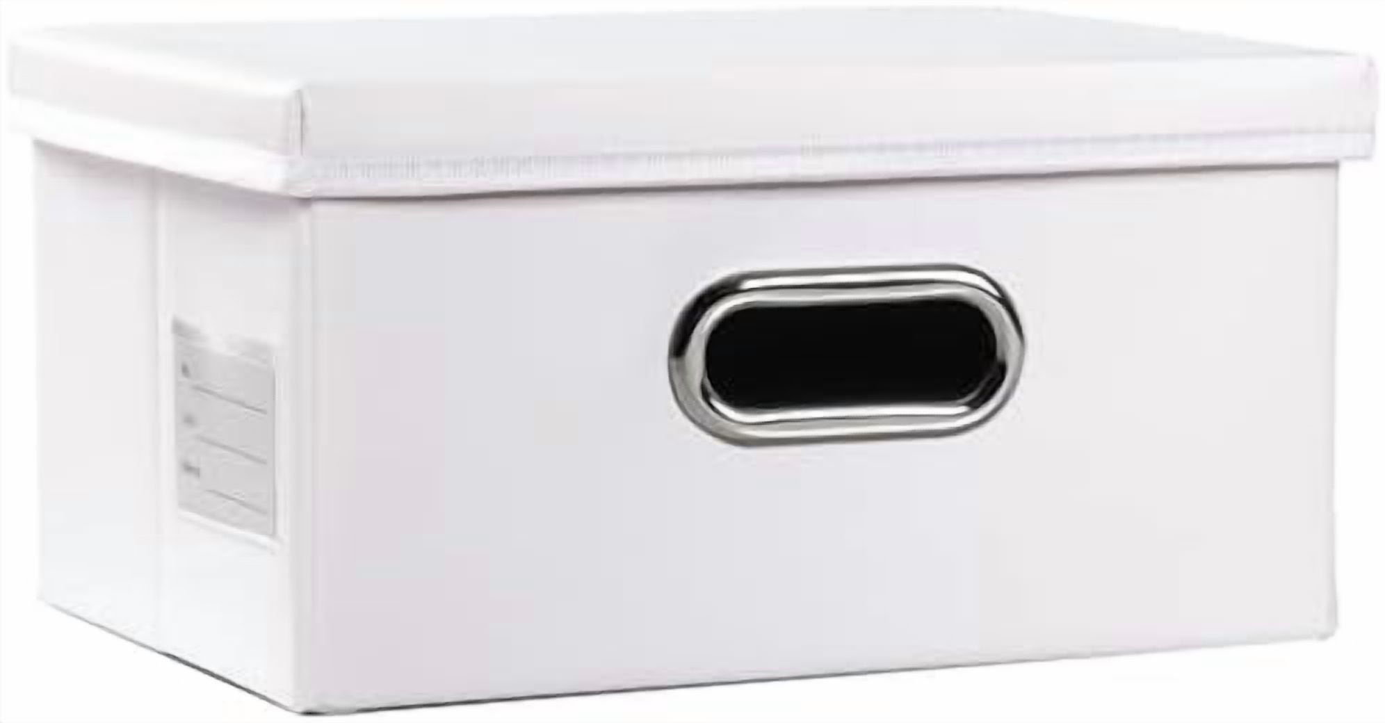 Collapsible Storage Box with Lid [1-Pack] Leather Fabric Foldable ...