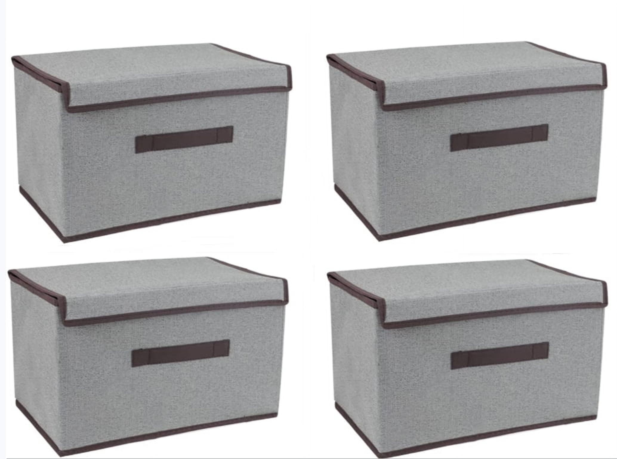 Collapsible Storage Boxes 4 Pack, Linen Fabric Storage Baskets Washable ...