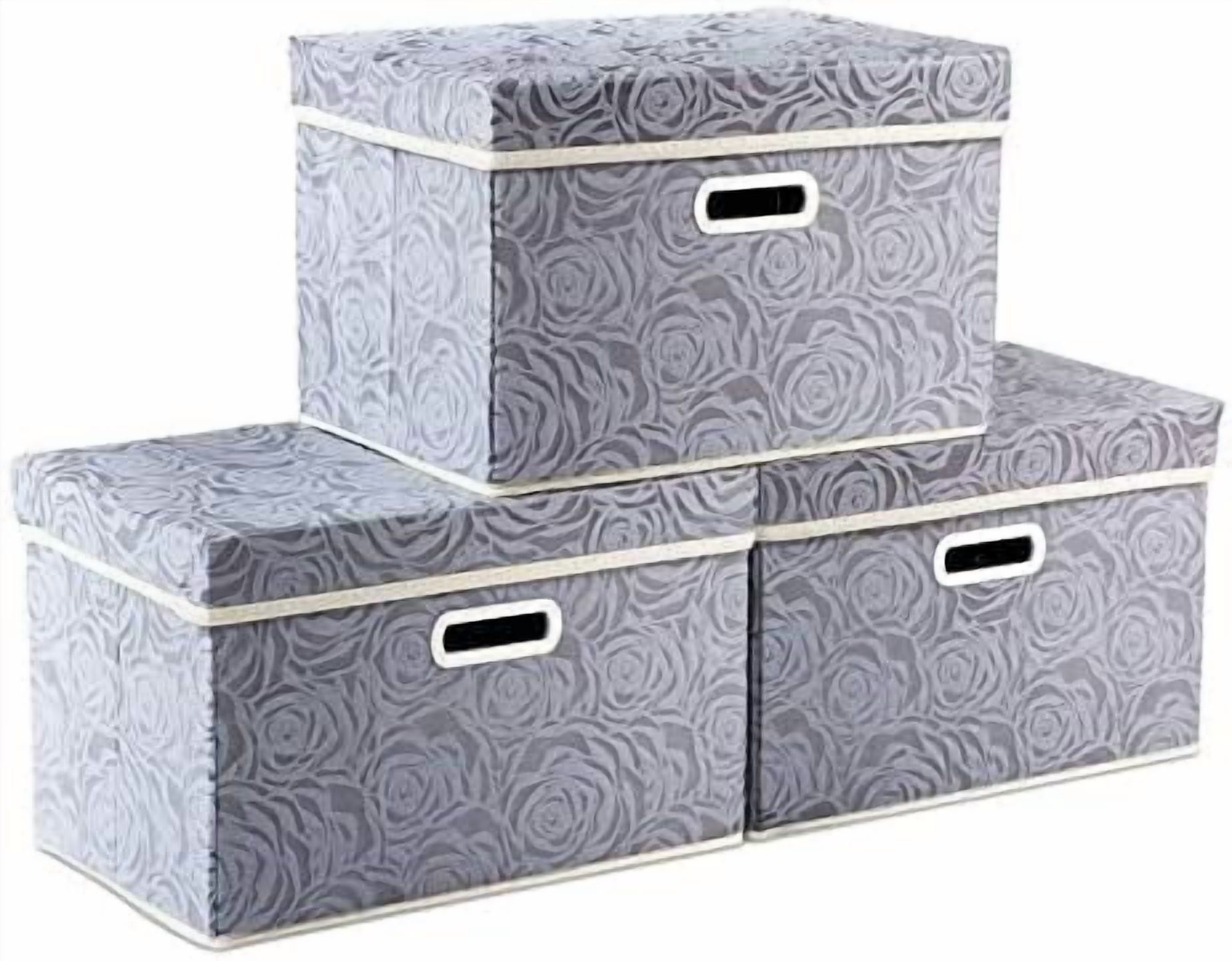 Collapsible Storage Boxes with Lids Fabric Decorative Storage Bins ...