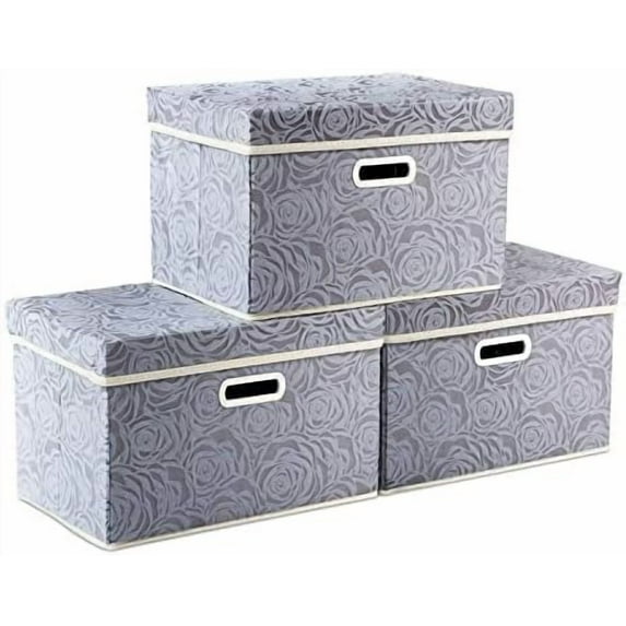 Collapsible Storage Boxes with Lids Fabric Decorative Storage Bins ...