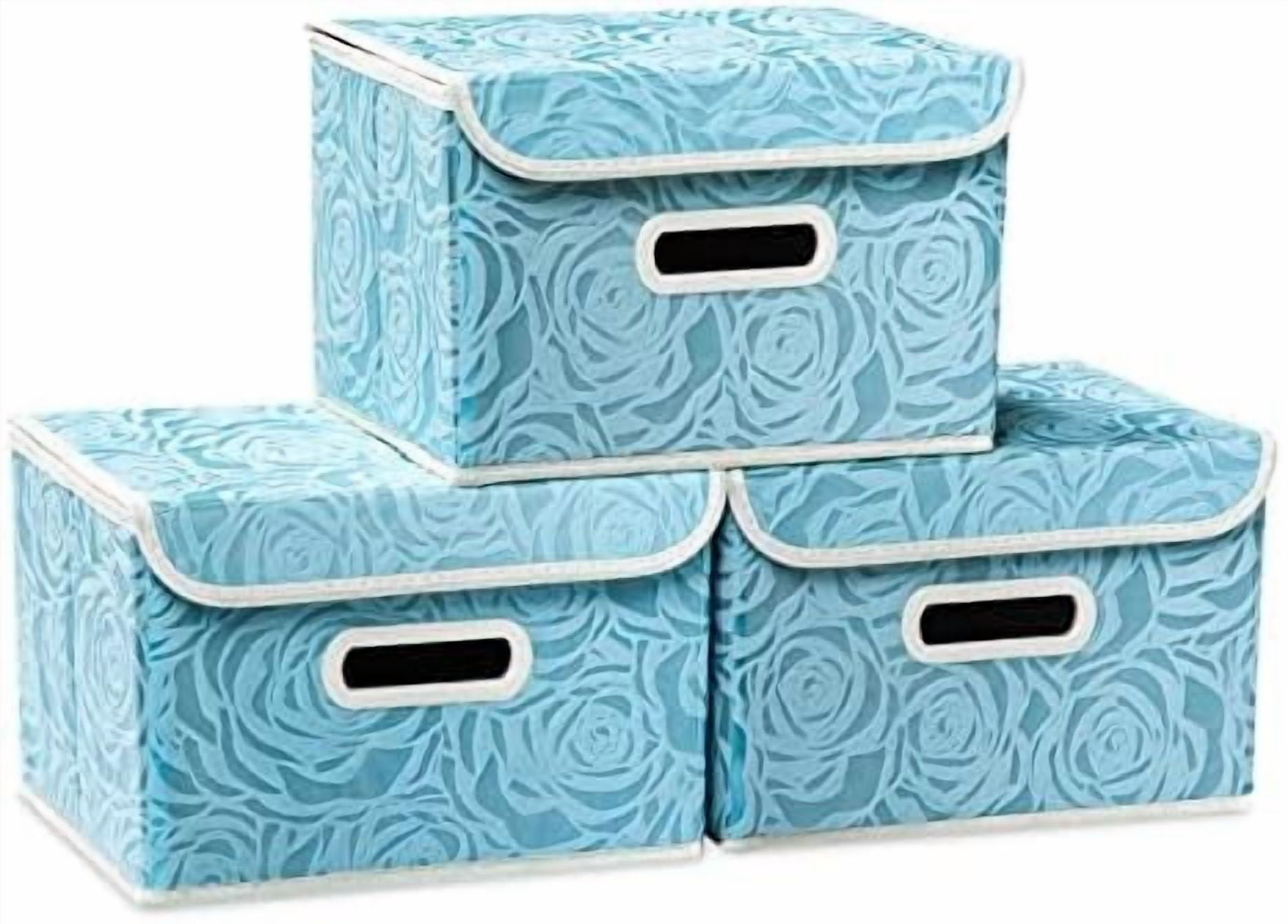 Collapsible Storage Boxes with Lids Fabric Decorative Storage Bins ...