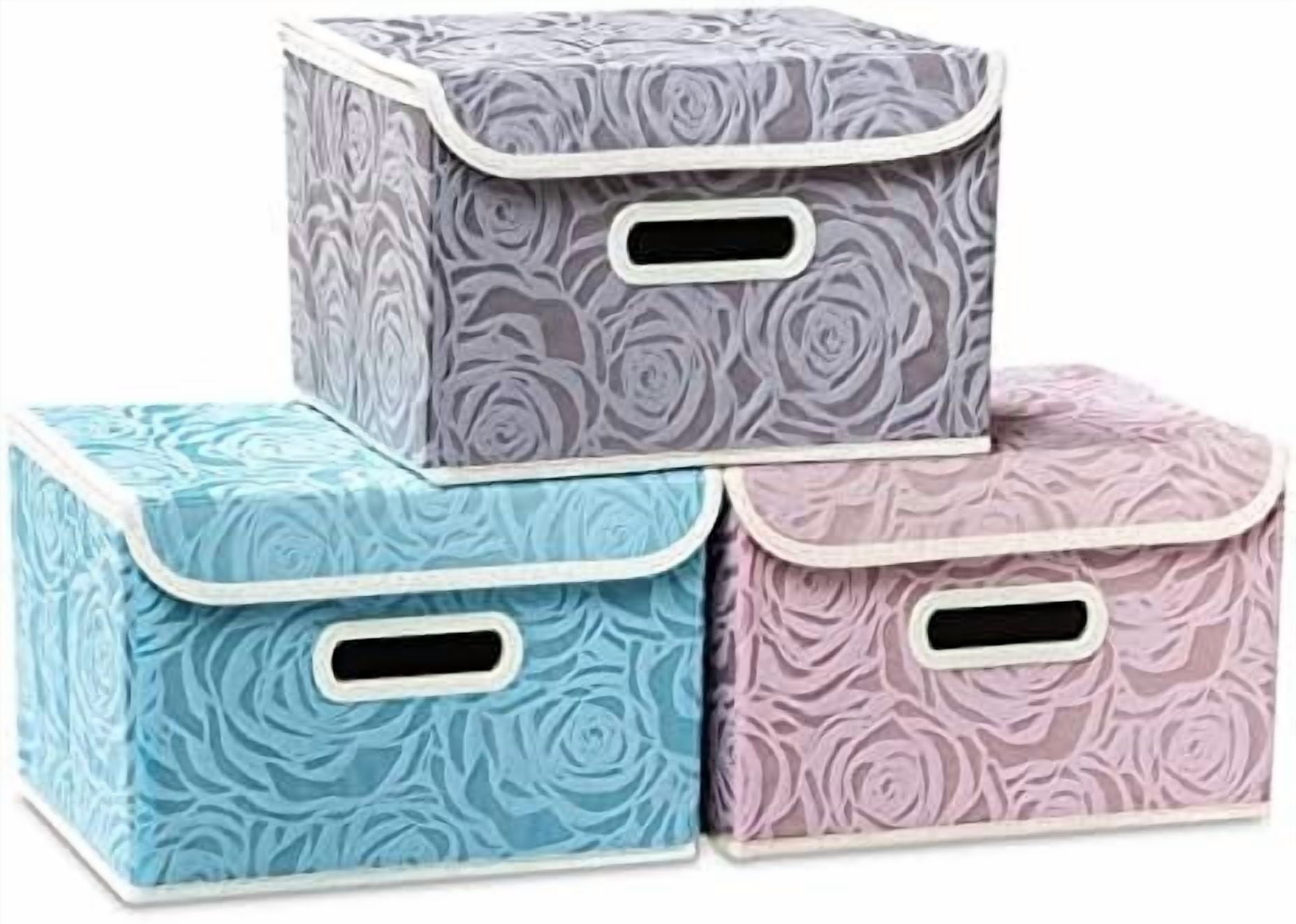 Collapsible Storage Boxes with Lids Fabric Decorative Storage Bins ...
