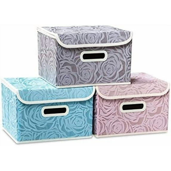 Collapsible Storage Boxes with Lids Fabric Decorative Storage Bins ...