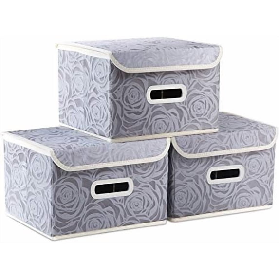 Collapsible Storage Boxes with Lids Fabric Decorative Storage Bins ...