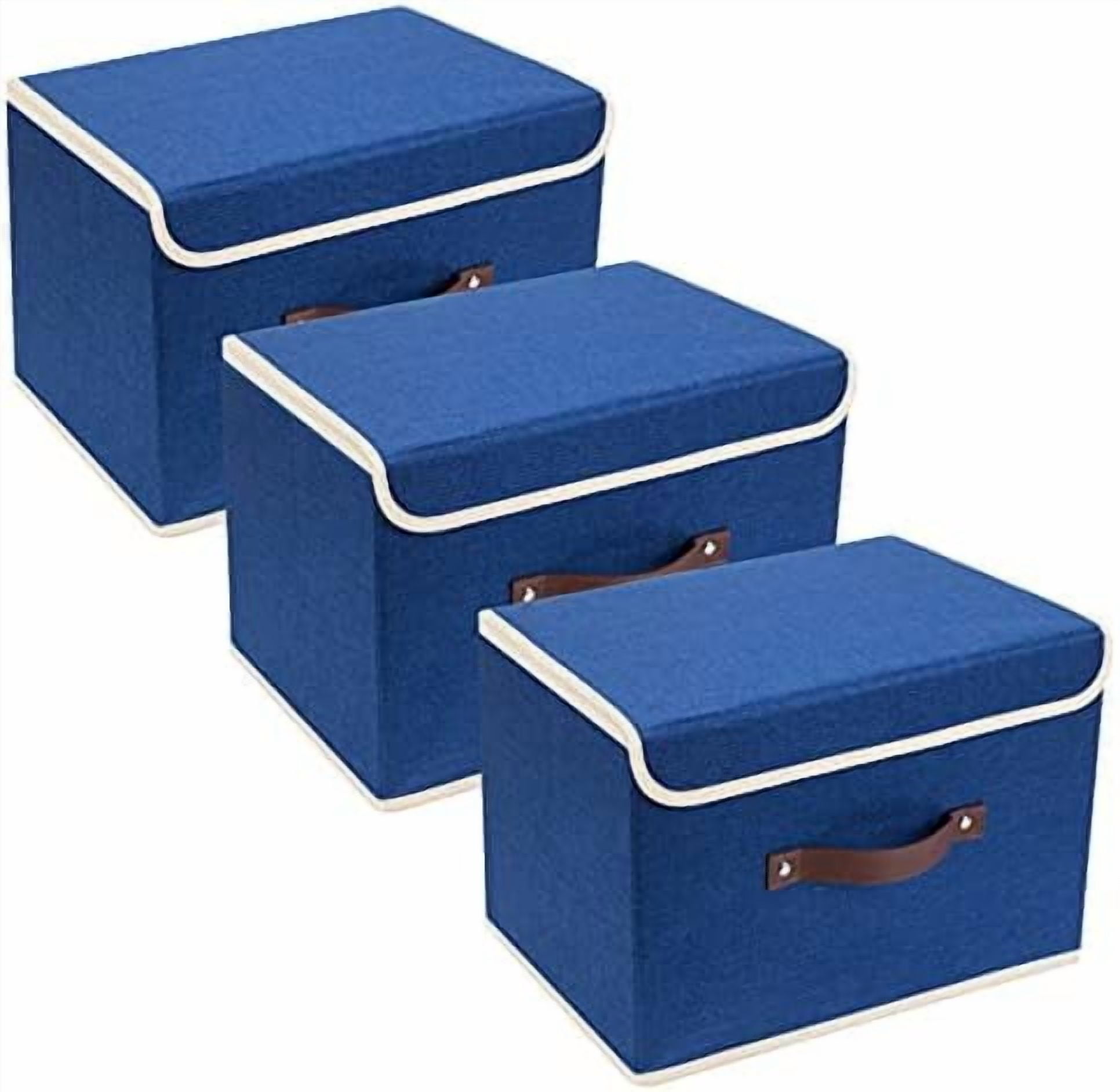 Collapsible Storage Boxes, Washable Fabric Storage Bins with Lids, 14 ...