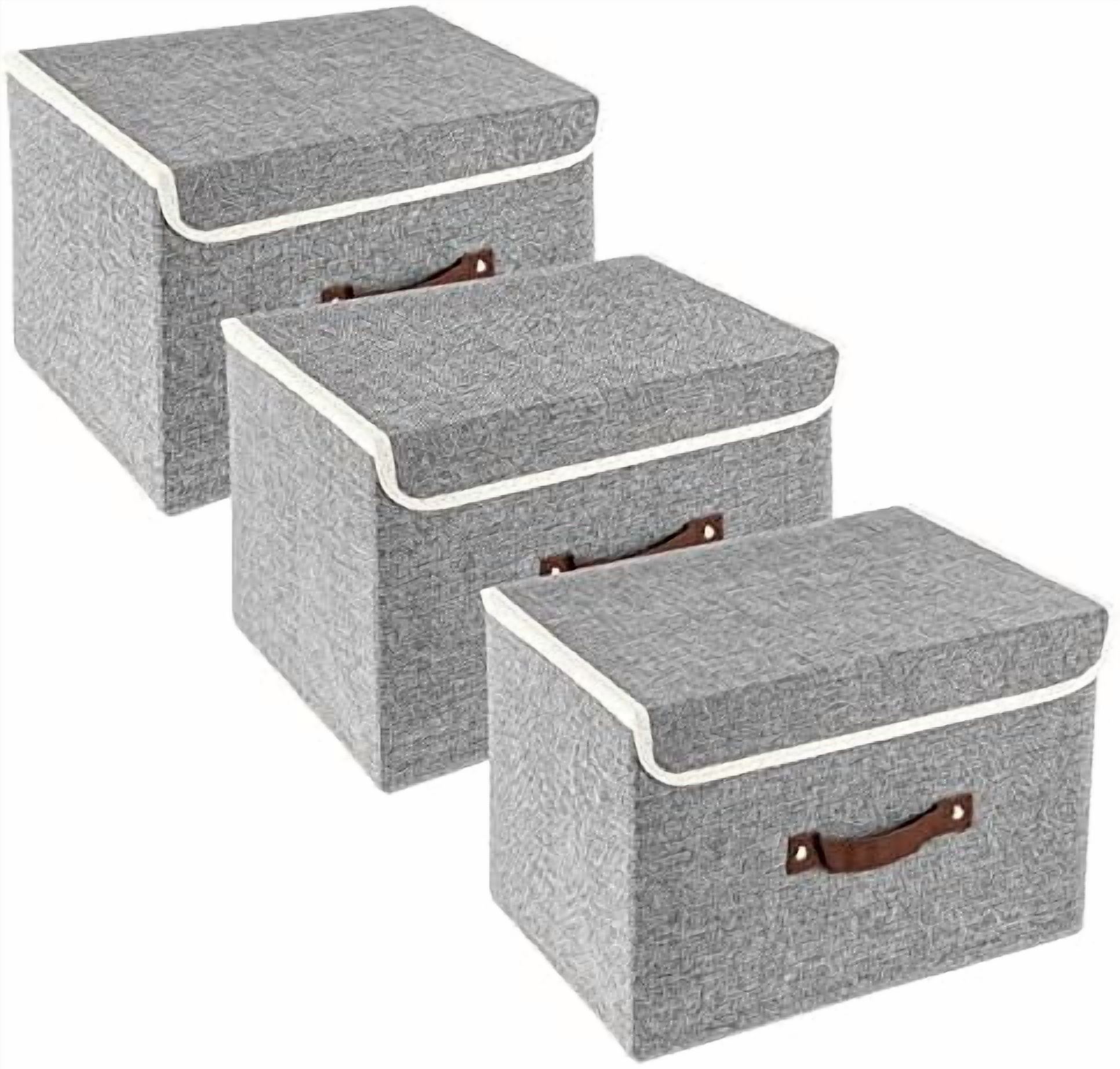 Collapsible Storage Boxes, Washable Fabric Storage Bins with Lids, 14 ...