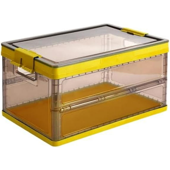 Collapsible Storage Container with Lid and Latches, 7 Gal Clear ...