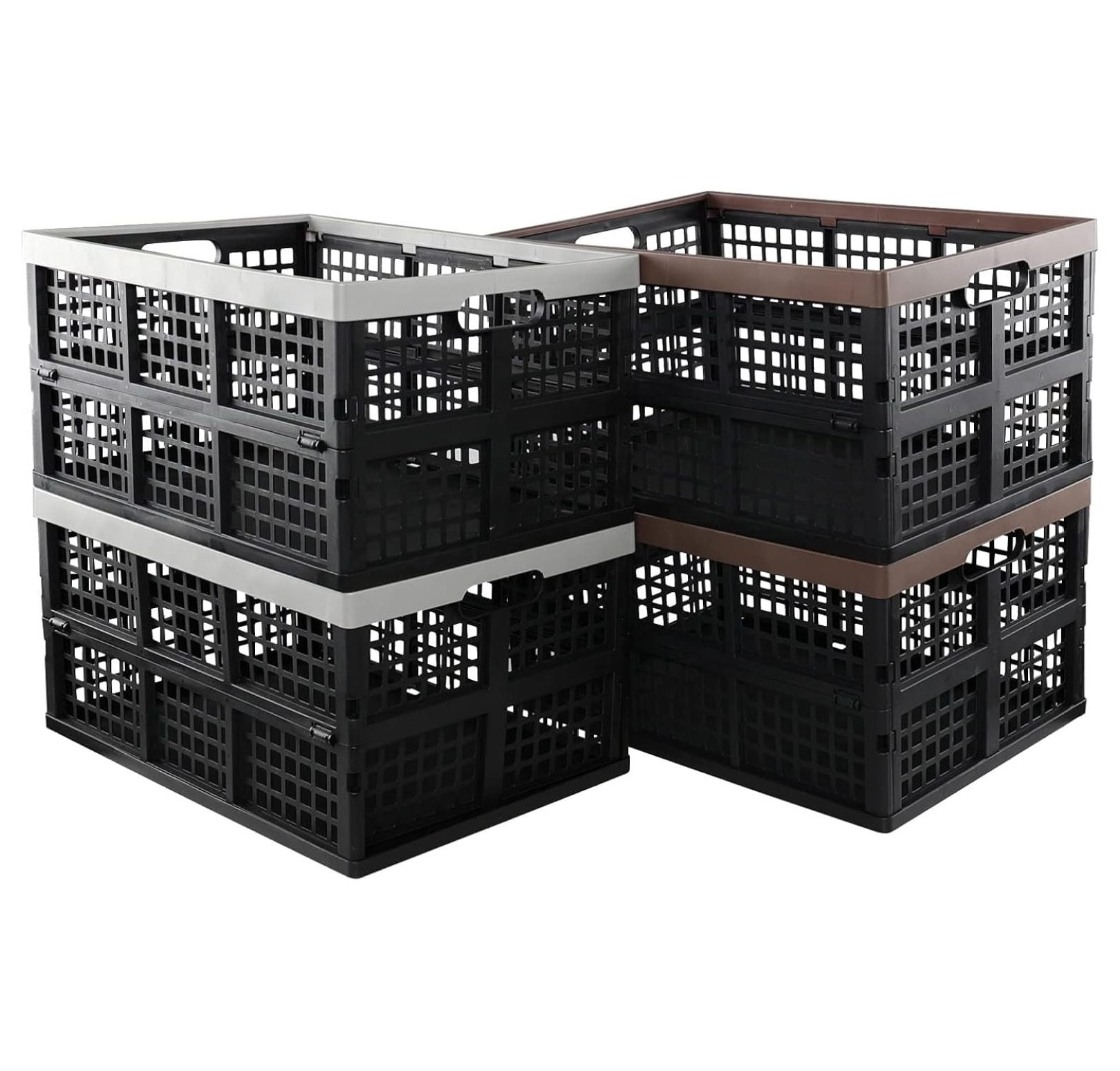 Collapsible Storage Crates 4 Pack - 42L Folding Plastic Storage Bins ...