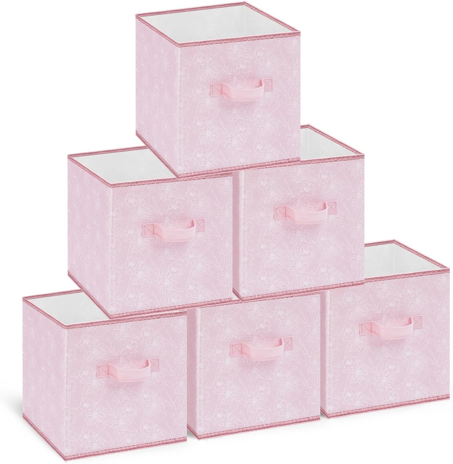 Collapsible Storage Cube Bins - Fabric Cubby Organizer,Flower ...