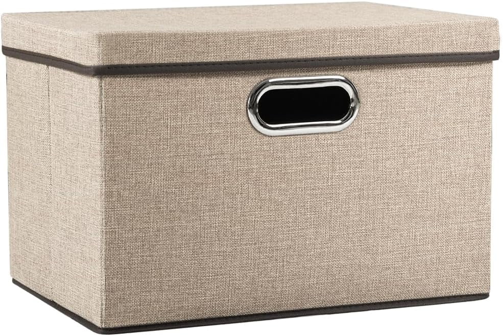 Collapsible Storage Cubes with Lids [1-Pack] Jute Fabric Foldable ...