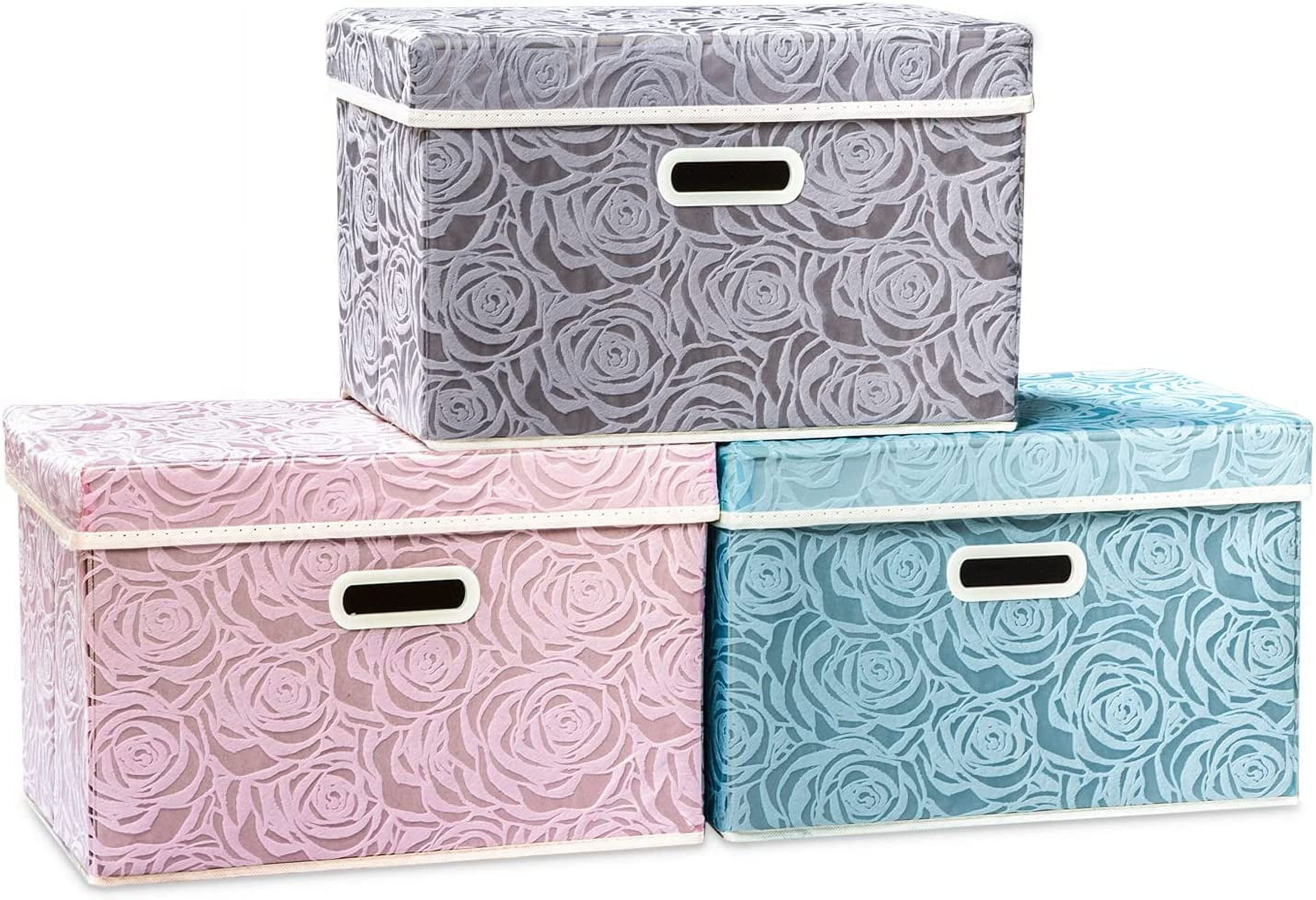 Collapsible Storage Cubes with Lids Fabric Decorative Storage Bins ...