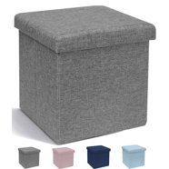 ANMINY Collapsible & Foldable Linen Storage Ottoman Cube, Foot Rest ...