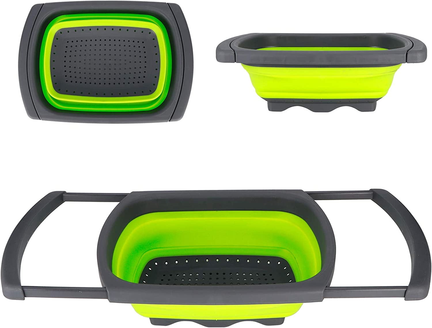 Collapsible Strainer, Over The Sink Colander with Extendable Handles ...