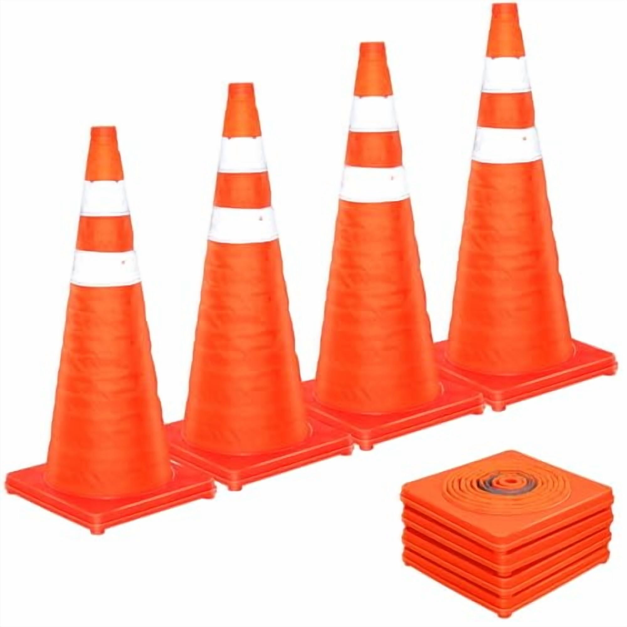 Collapsible Traffic Cones 28 Inch 4 Pack, Traffic Safety Cones, Orange ...