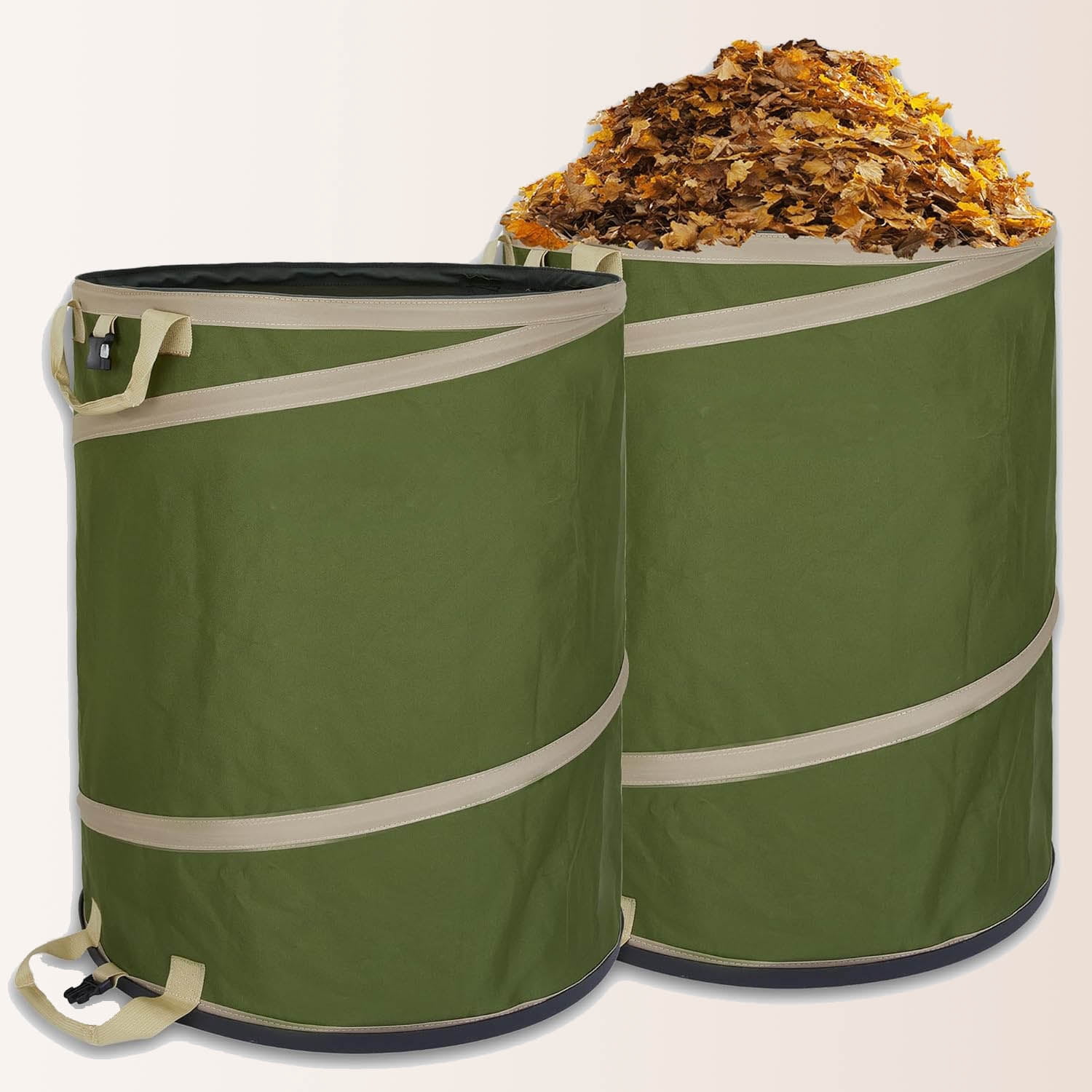 Collapsible Trash Can 2-Pack with Hard Bottom | Reusable Yard Leaf ...