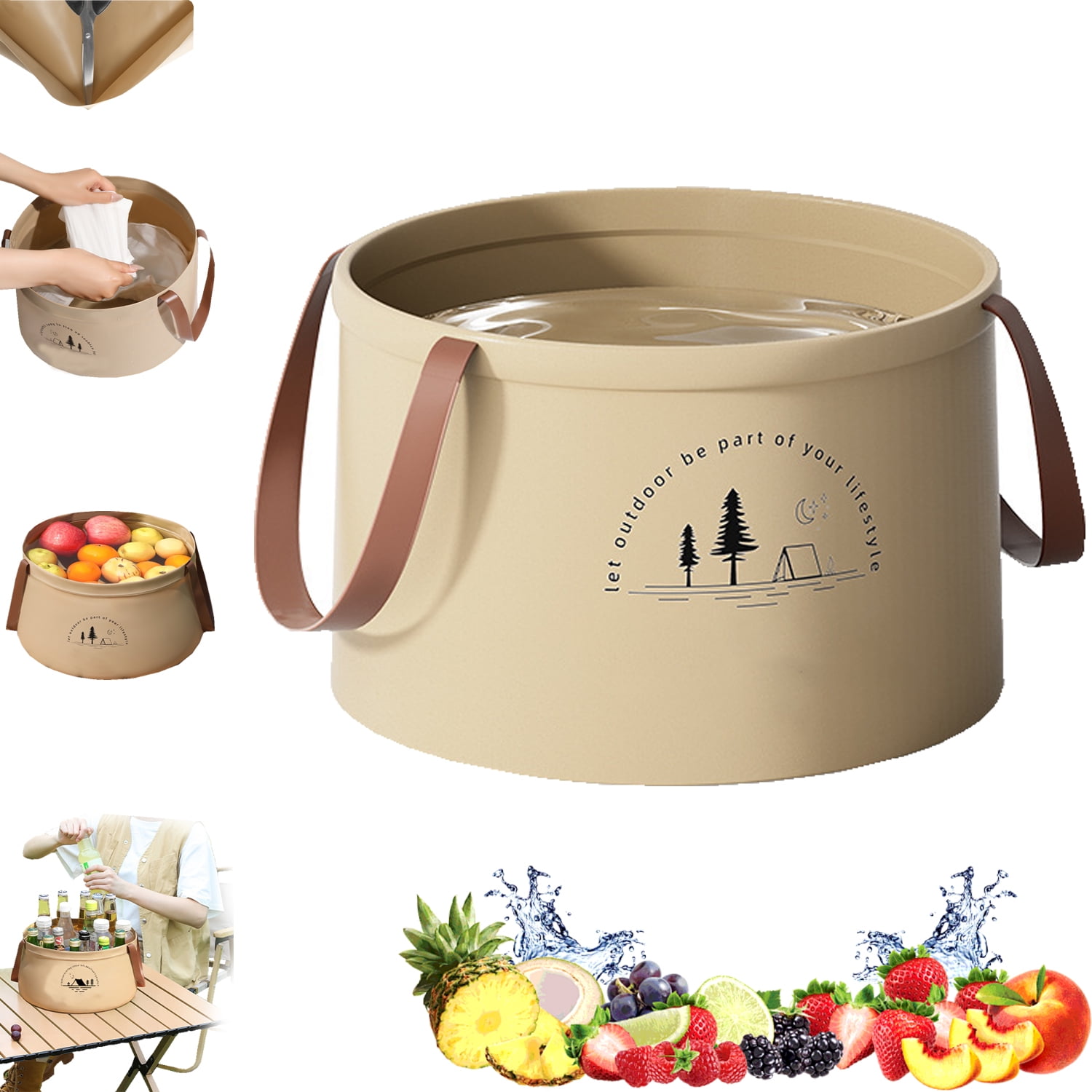 Collapsible Travel Basin, Portable Foldable Bucket with Handle ...