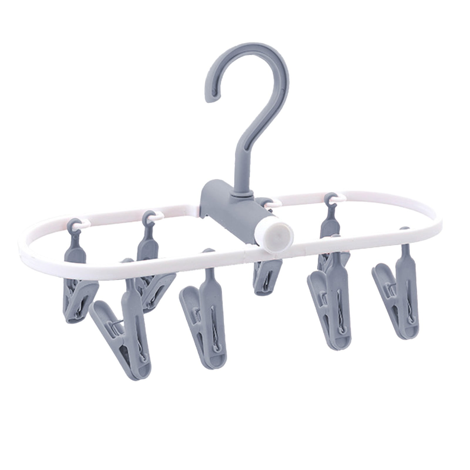 Collapsible Travel Clothes Hanger Multi-Clip Drying Rack 11.41 Inch Foldable Sock Holder 360 ...