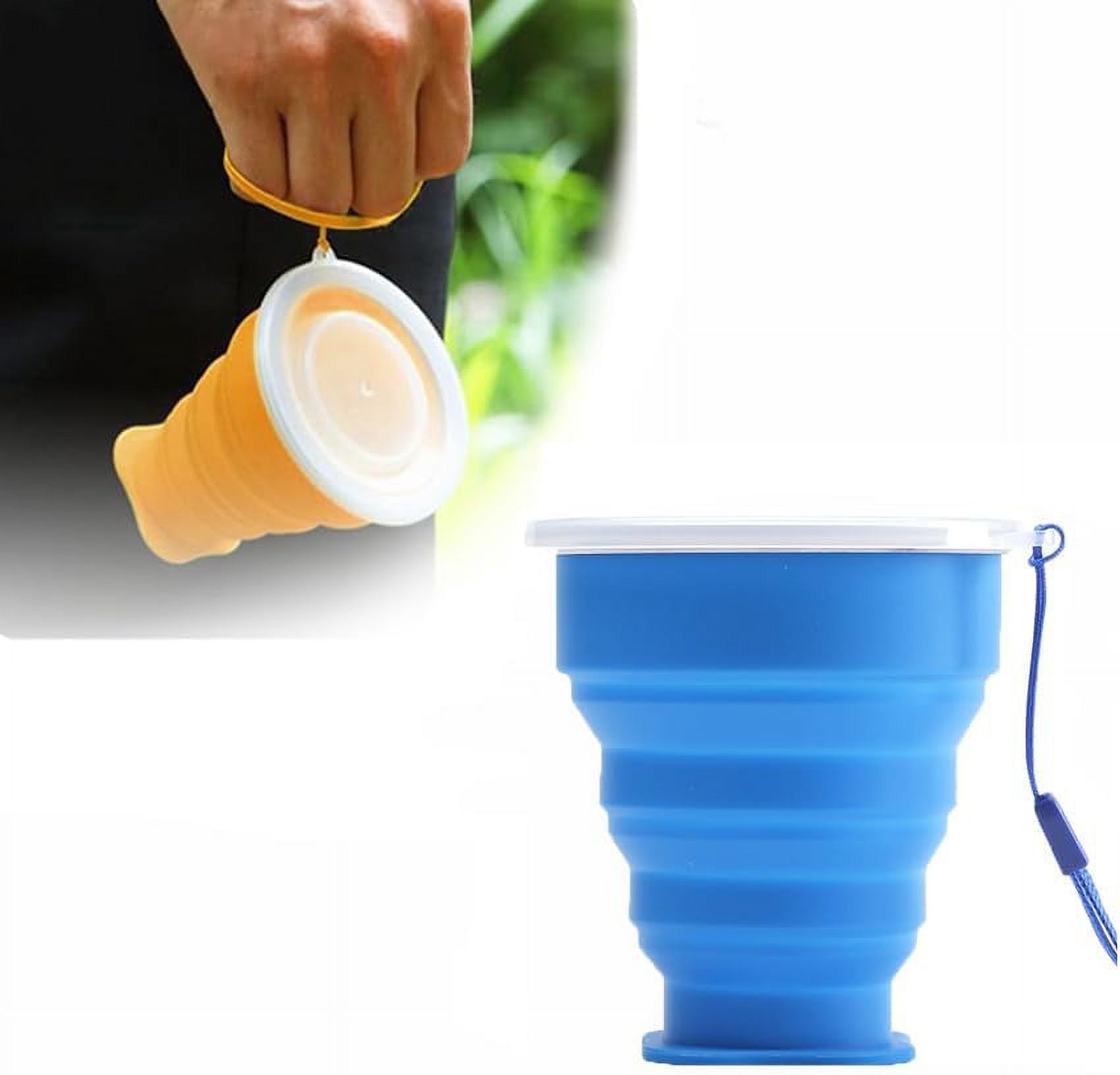 Collapsible Travel Cup 6oz Silicone Foldable Drinking Mug with Lid ...