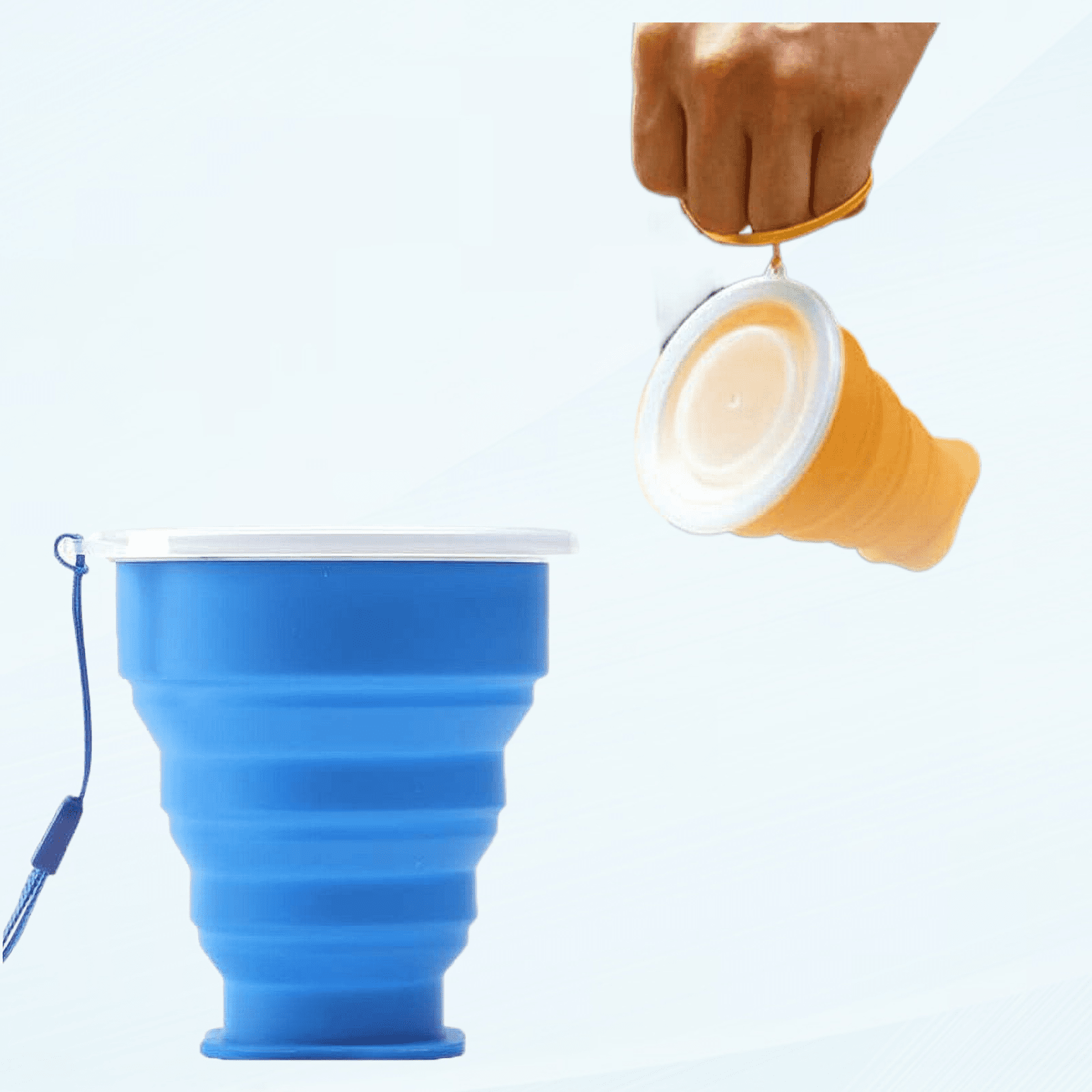 Collapsible Travel Cup 6oz Silicone Foldable Drinking Mug with Lid ...