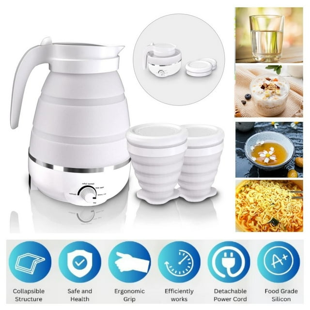Collapsible Travel Electric Kettle 600ml Travel Foldable Electric ...