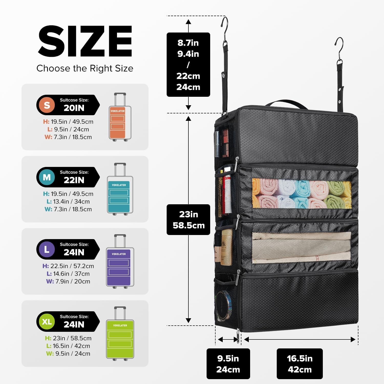 Collapsible Travel Organizer for Carry-on - Hanging Luggage Shelves ...