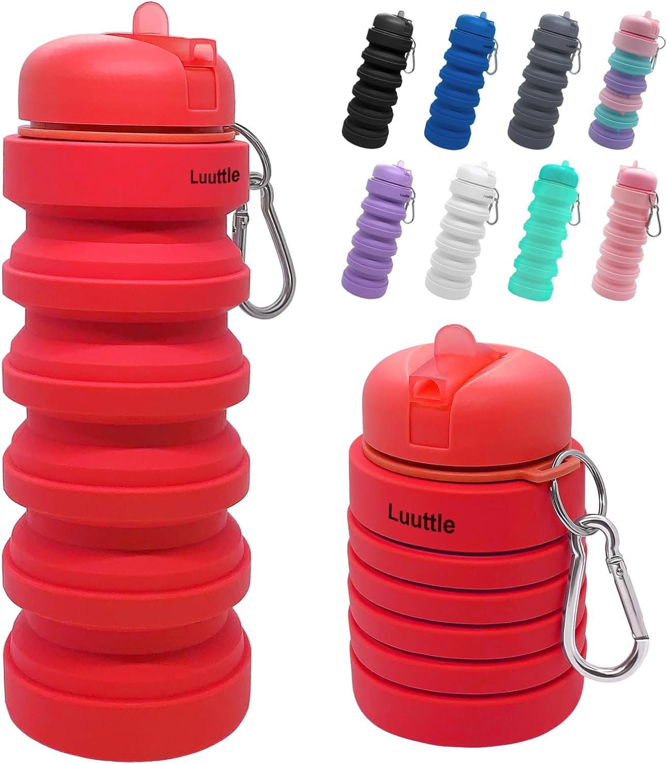 Collapsible Travel Water Bottle Reusable Red Silicone Water Bottles For ...