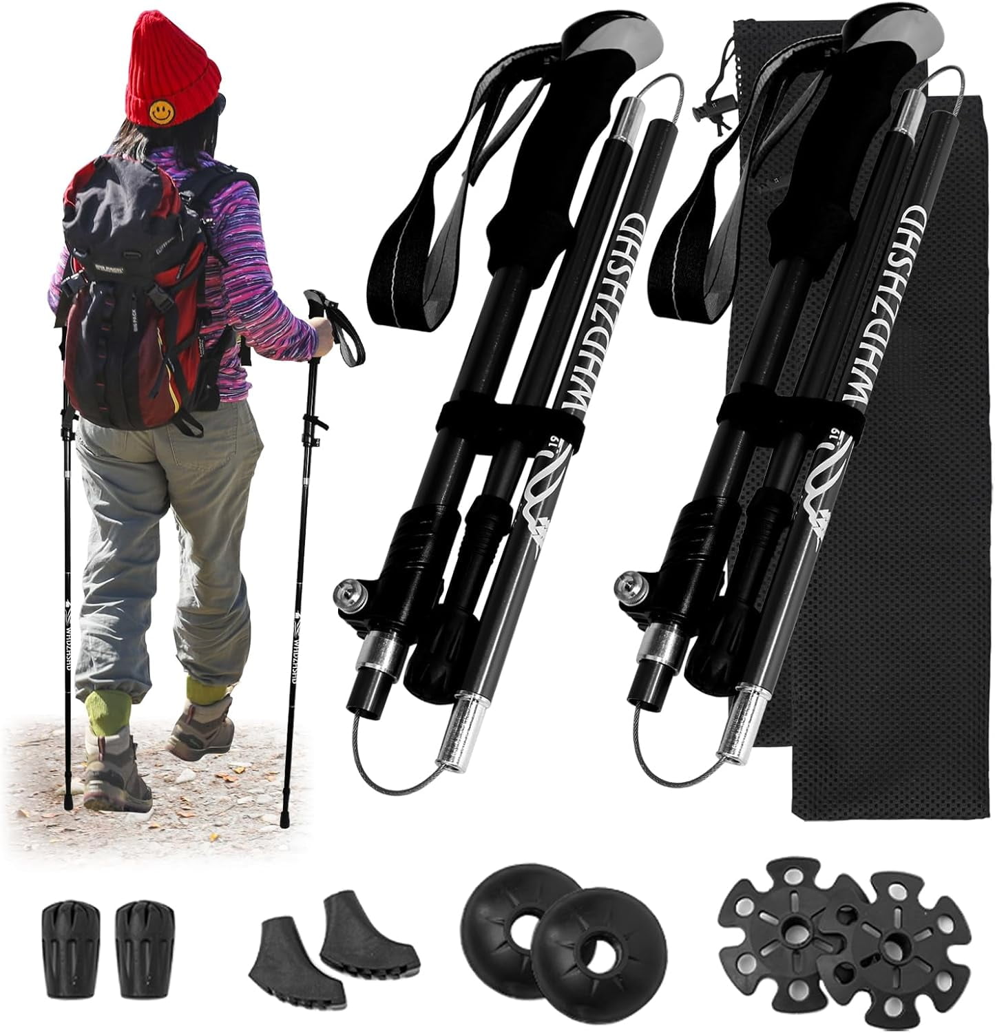 Collapsible Trekking Poles for Hiking - Lightweight Aluminum Walking ...