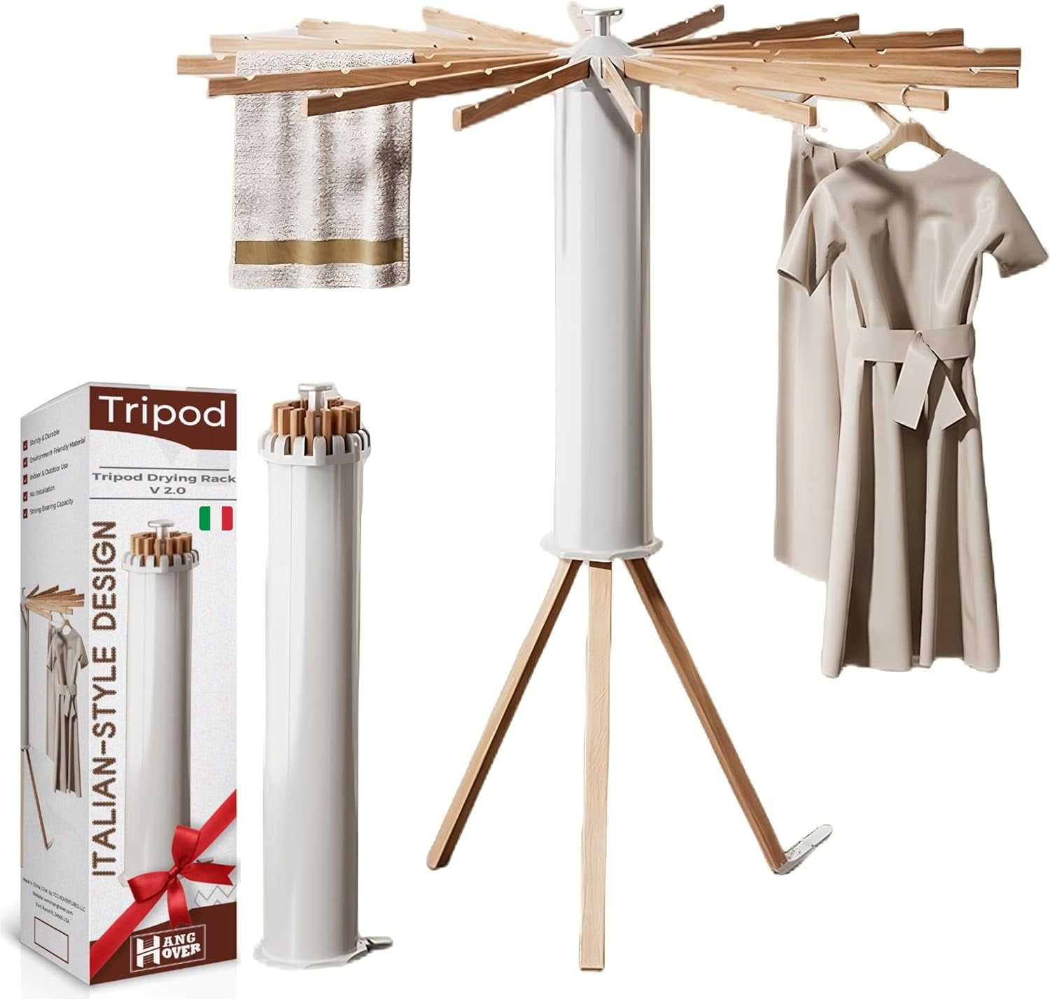 Collapsible Tripod Drying Rack – Foldable Laundry Stand, Indoor ...