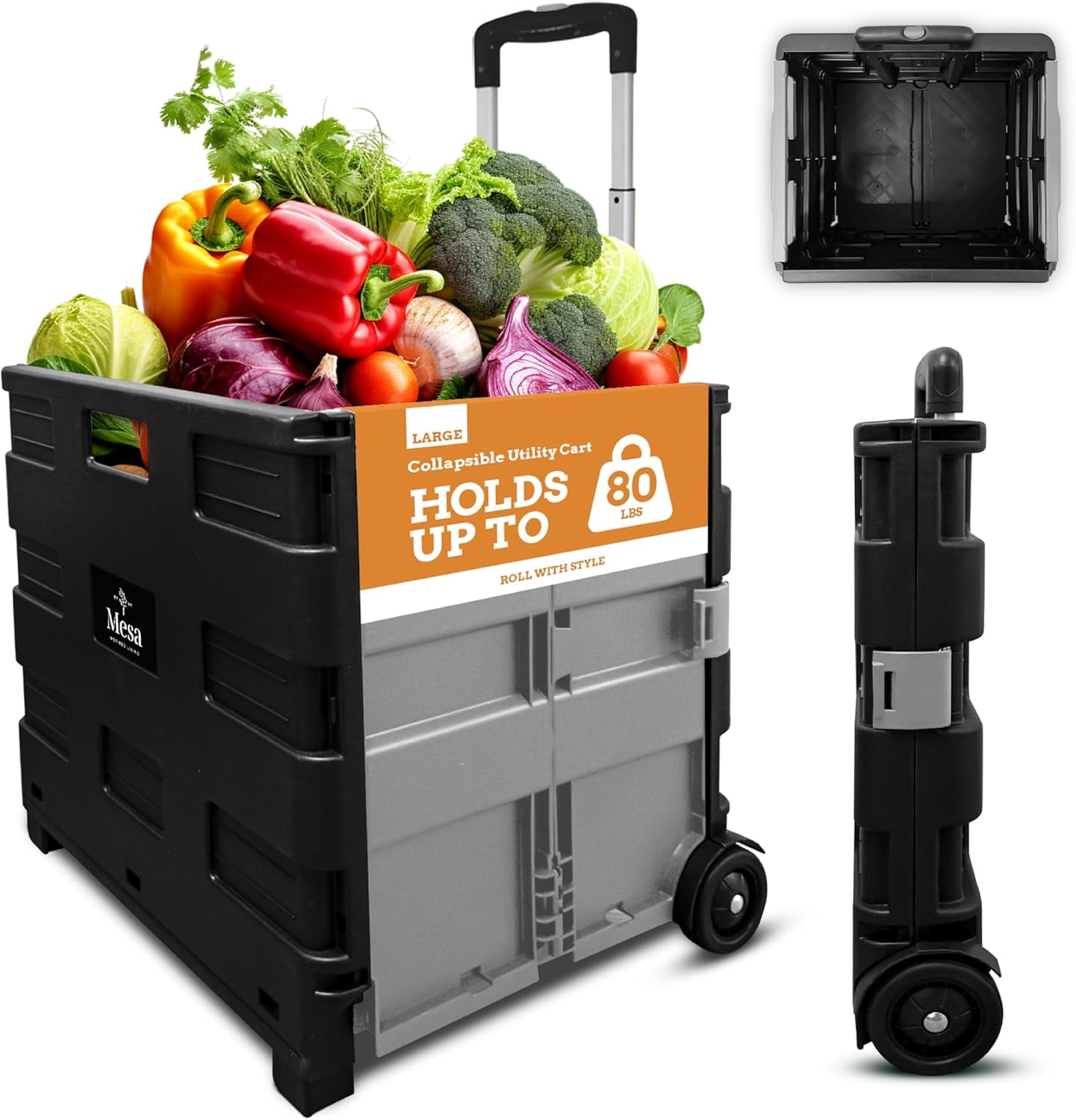 Collapsible Ultra-Slim Pack-N-Roll, 2 Wheel Utility Cart , With ...