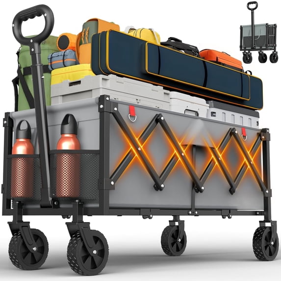 Collapsible Utility Beach Wagon with 35 Inch Extra Long Body, 360 Lbs ...