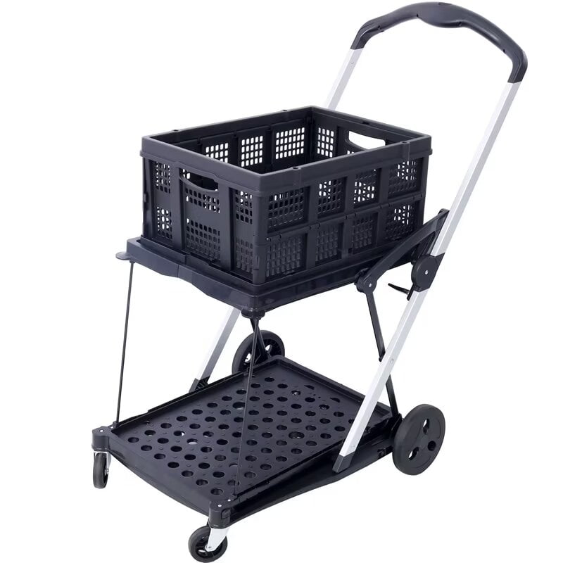 Collapsible Utility Cart, 2-Tier Multi Use Functional Collapsible ...