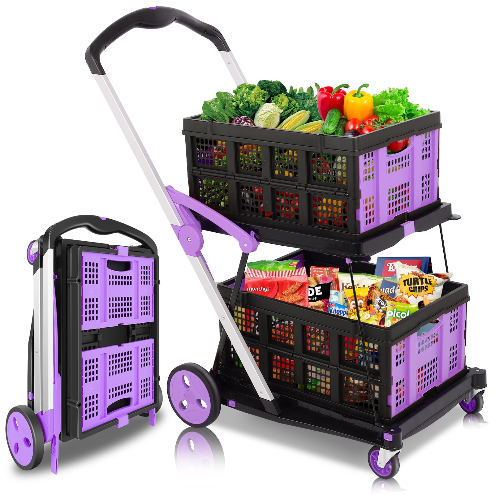 Collapsible Utility Cart,Multi use Functional Shopping Carts with ...