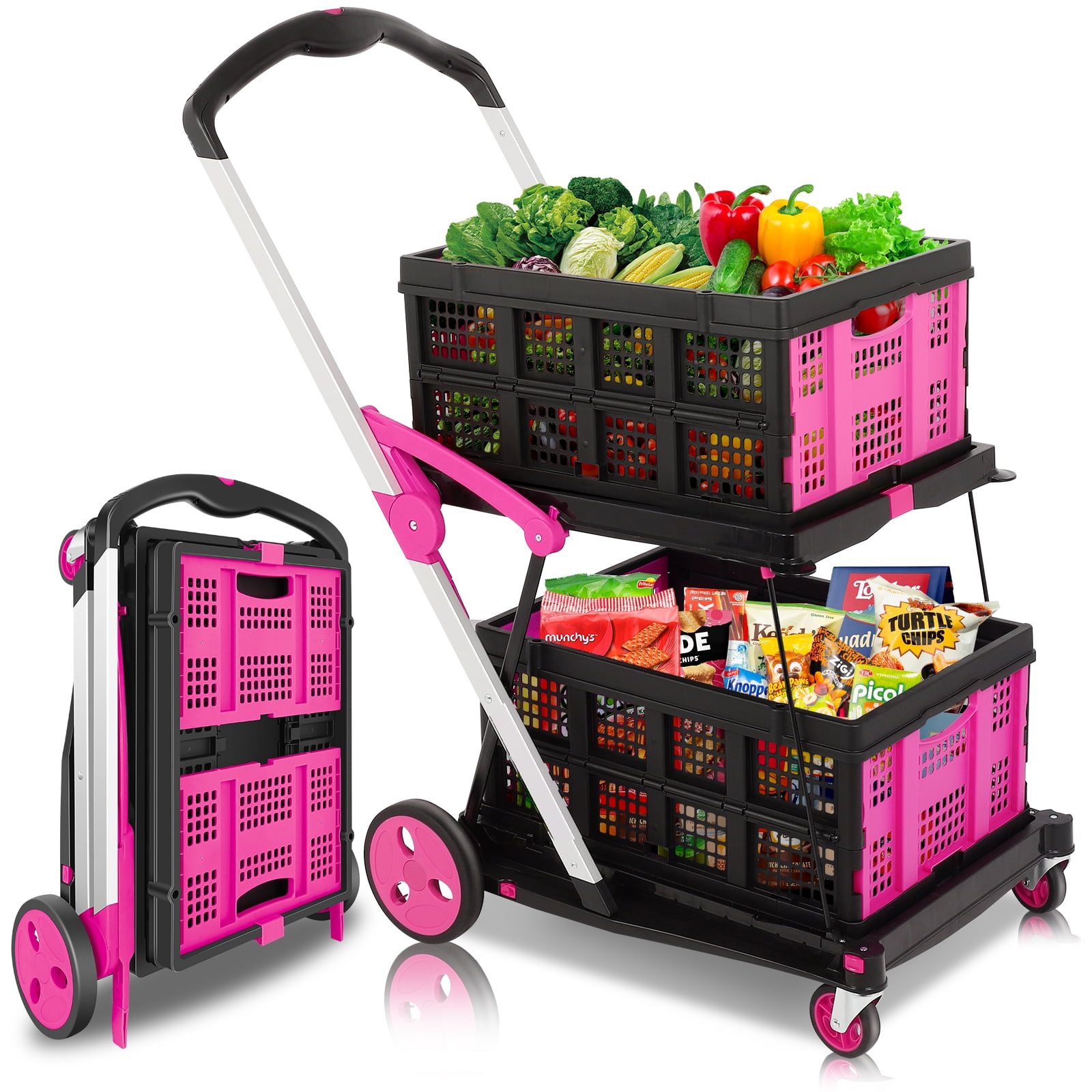 Collapsible Utility Cart,Multi use Functional Shopping Carts with ...