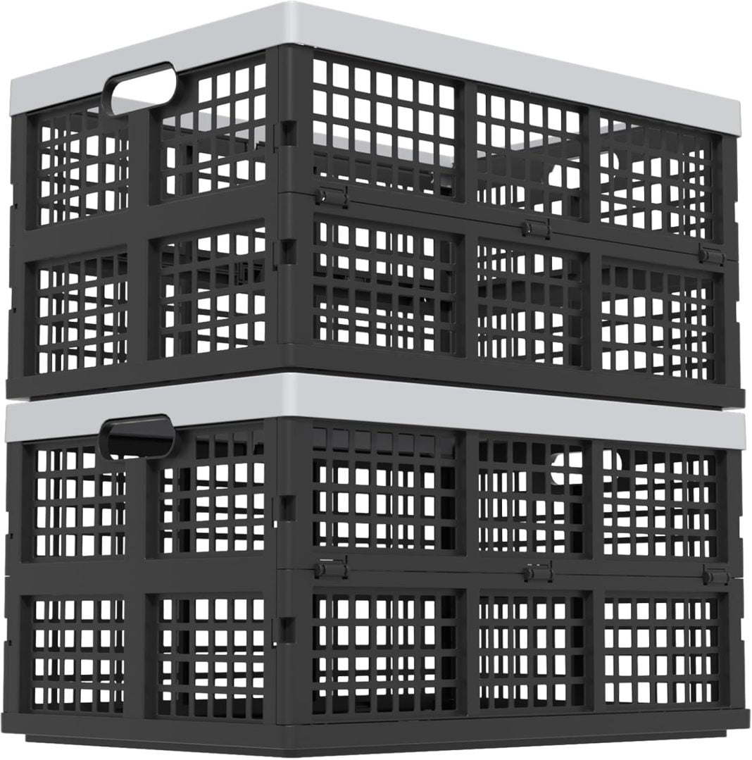 Collapsible Utility Crate Storage Bin, Folding Plastic Stackable ...