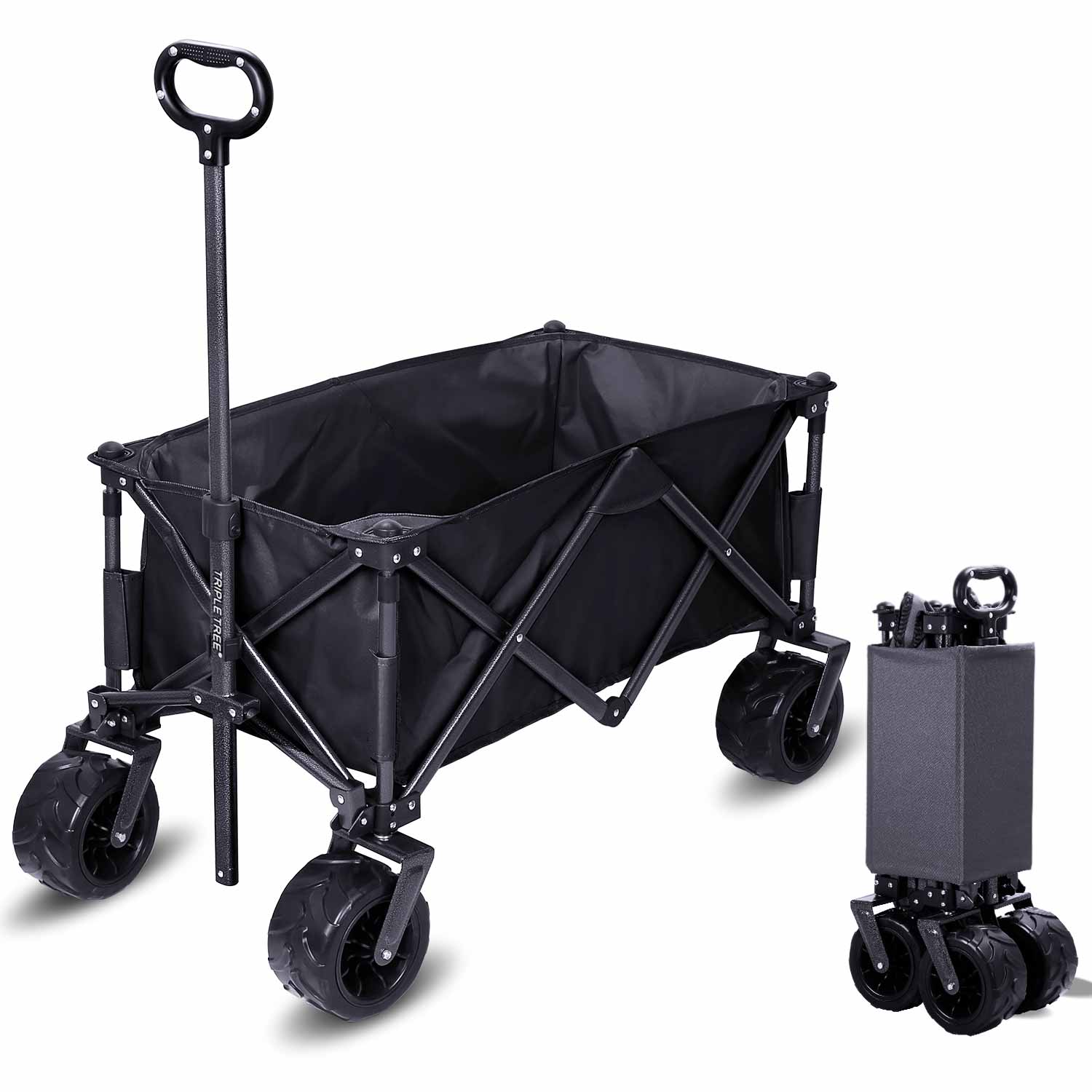 Collapsible Utility Wagon, Wide Wheel Beach Wagon All Terrain Folding ...