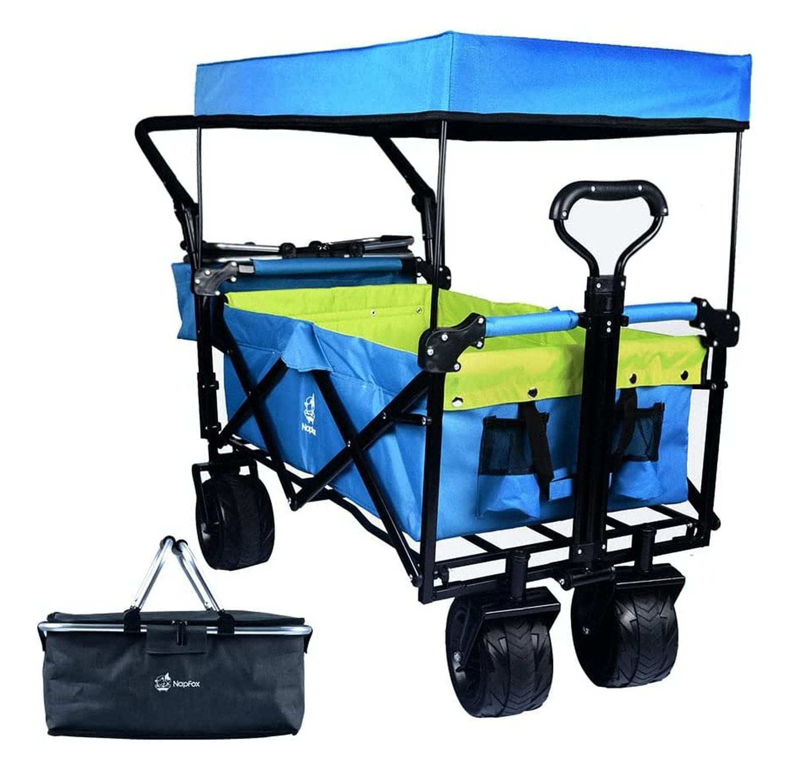 Collapsible Wagon 140L - Folding Wagon Cart with Canopy & Brake, Heavy ...