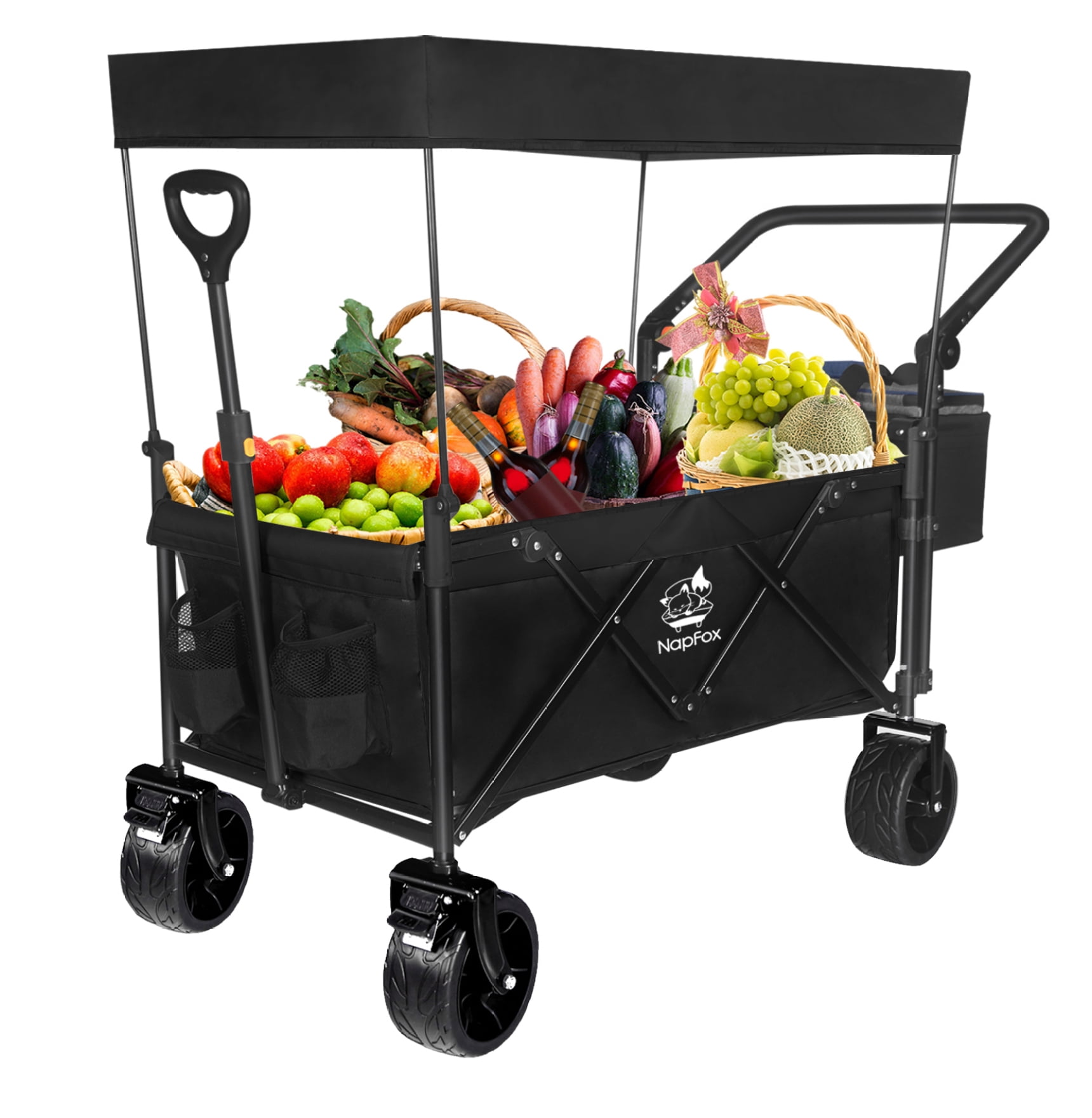 Collapsible Wagon 140L Wagons Carts Foldable with Removable Canopy ...