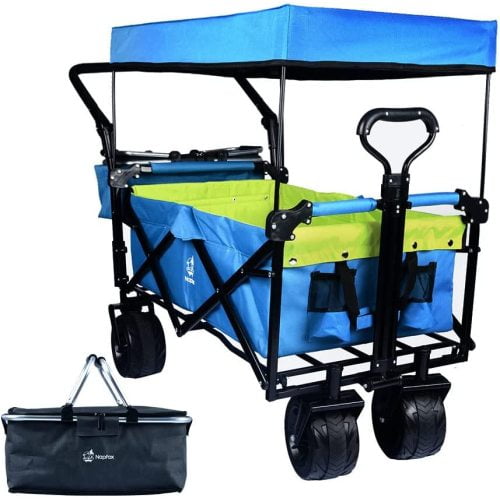 Collapsible Wagon 140L Wagons Carts Foldable with Removable Canopy ...