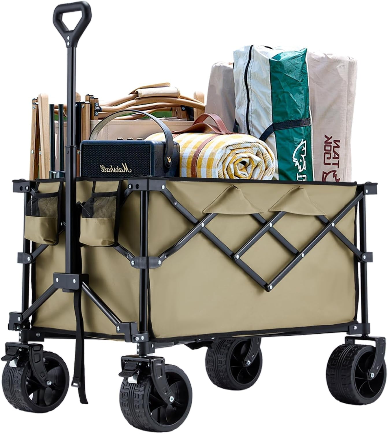 Collapsible Wagon, 400LBS Wagons Carts Foldable, Beach Carts with Big ...