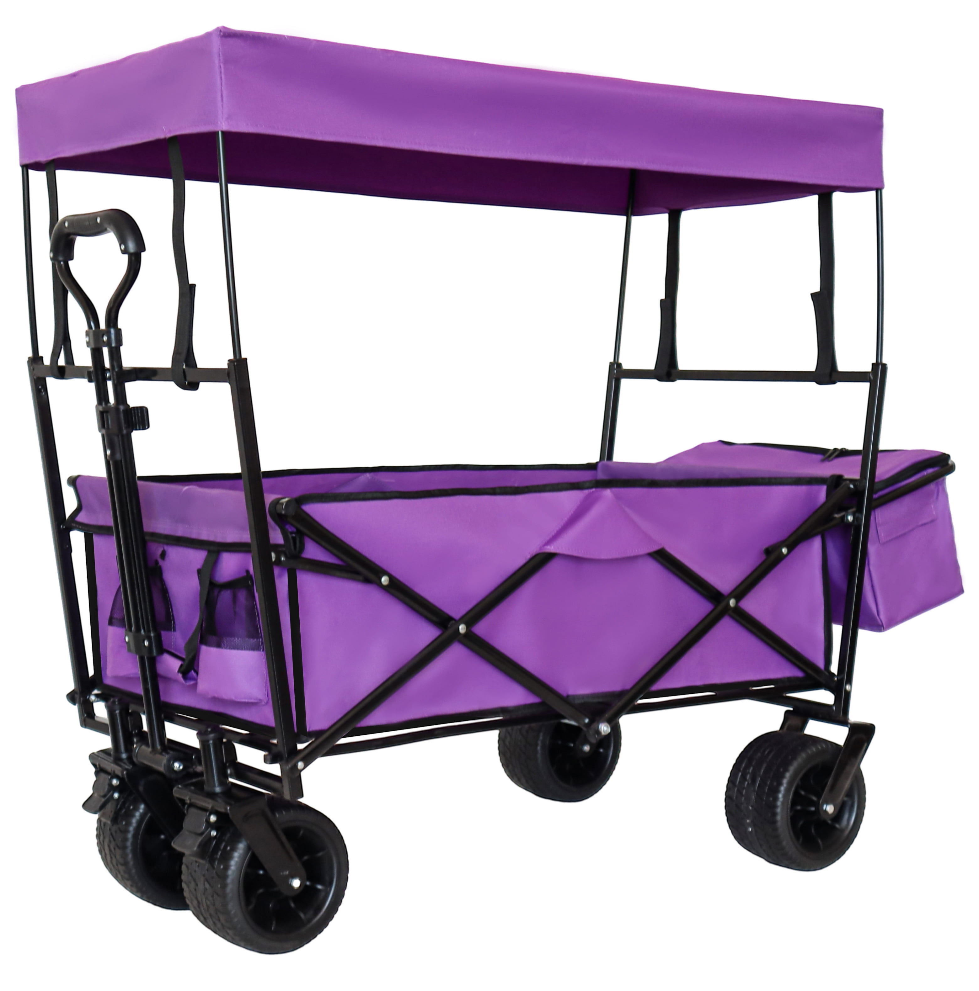Collapsible Wagon 480lbs Capacity, Heavy Duty Wagon with Canopy & 7 ...